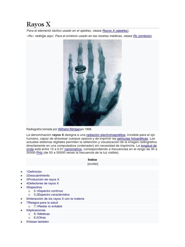 Historia y Aplicaciones de los Rayos X | PDF | Rayo X | Física