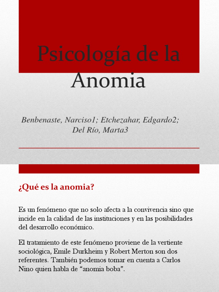 Psicología de La Anomia | PDF | Emile Durkheim | Teorías sociológicas