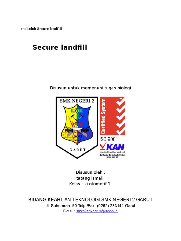 Pengertian dan Fungsi Secure Landfill | PDF