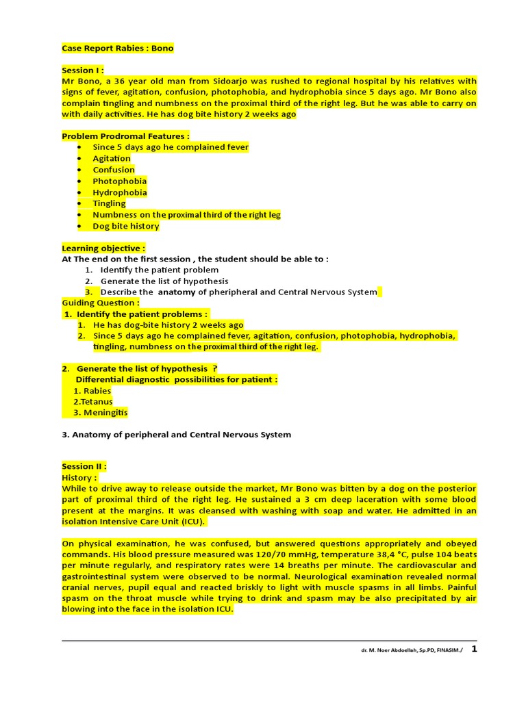Case Report Rabies BARU | Download Free PDF | Rabies | Virus