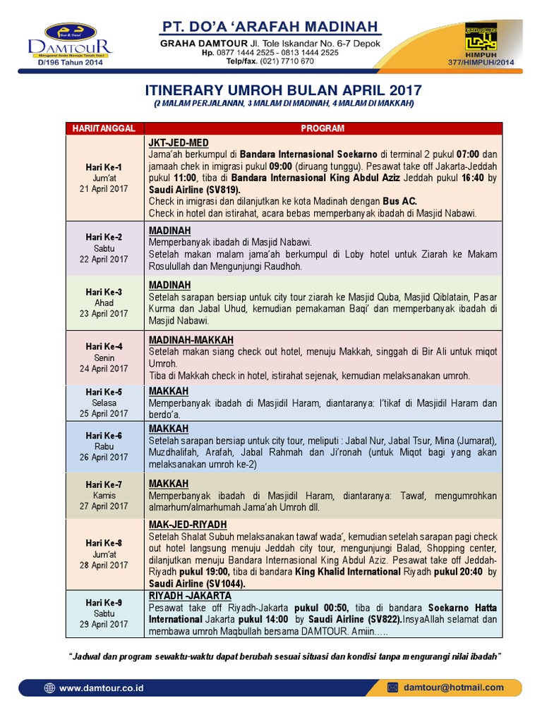 Itinerary Umrah PDF | PDF