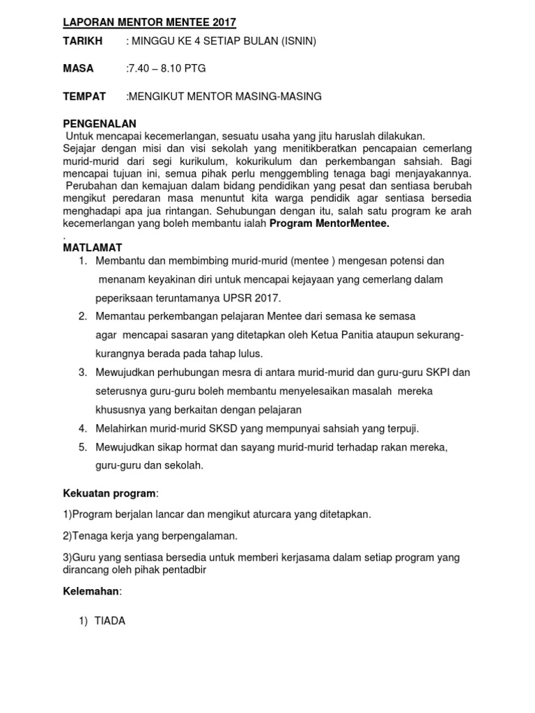 LAPORAN Mentor Mentee | PDF