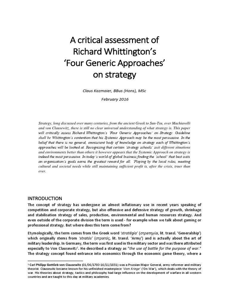 Whittington's Four Approaches | PDF | Strategic Management | Goal