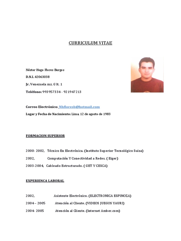 Curriculum Vitae de Néstor Hugo Flores | PDF