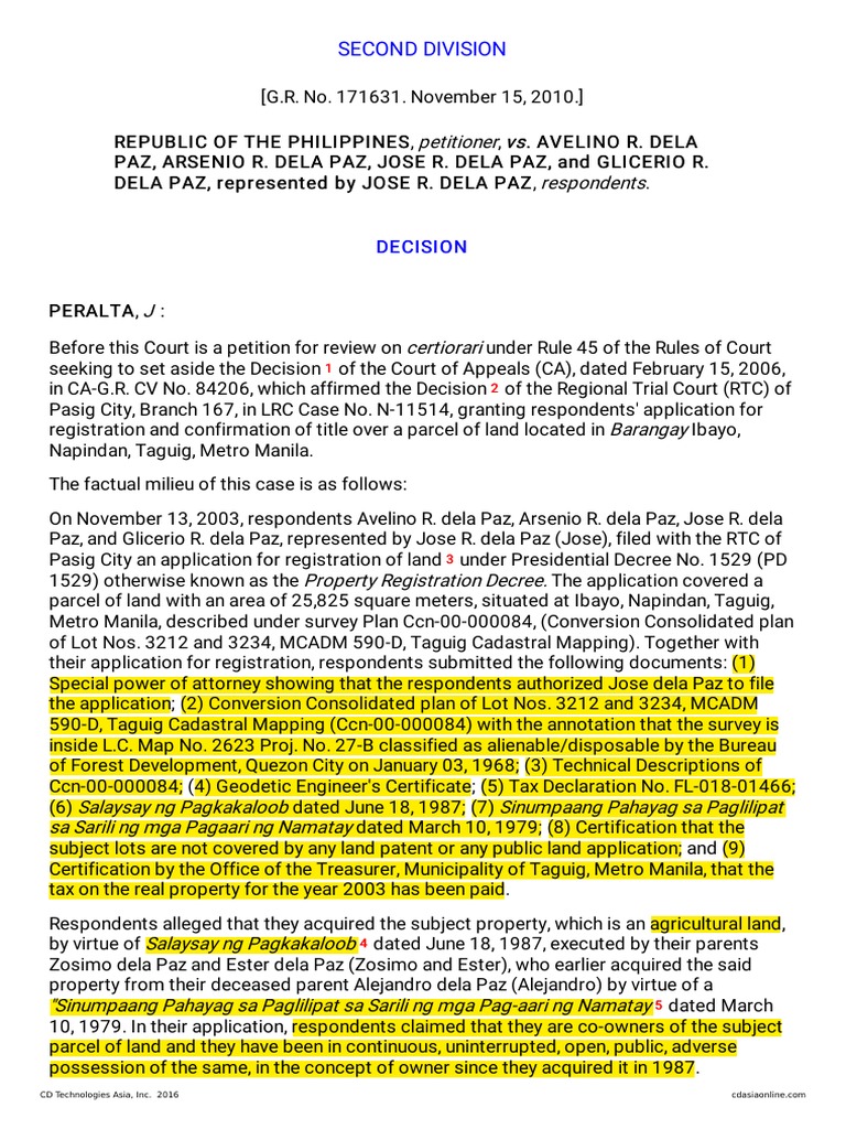 22 - Republic v. Dela Paz | PDF | Adverse Possession | Judiciaries