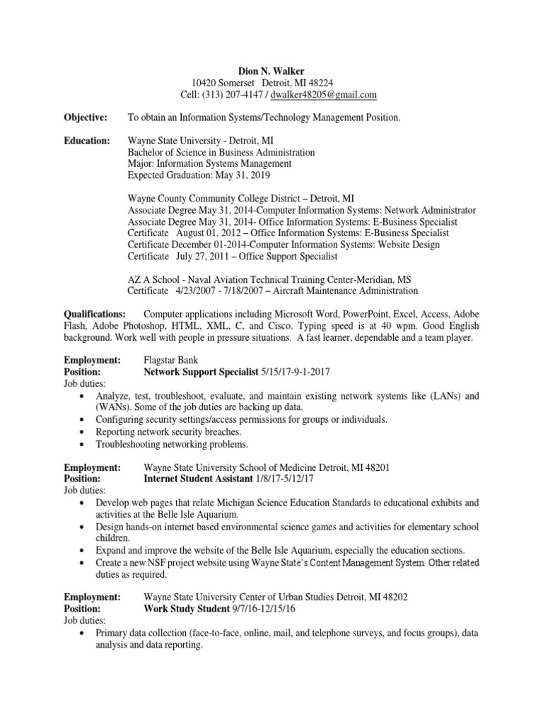 Wayne State Resume and References 2 | PDF | Information System | Adobe ...