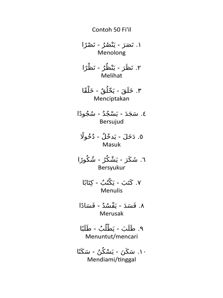 Contoh 50 Fiil | PDF