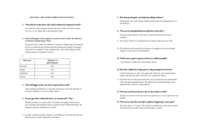 F2 Science Extra Knowledge KBAT Questions Chapter 1 The World Through ...