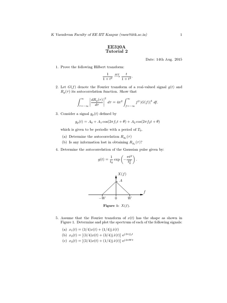 EE320A Tutorial 2 | PDF | Signal Processing | Teaching Mathematics