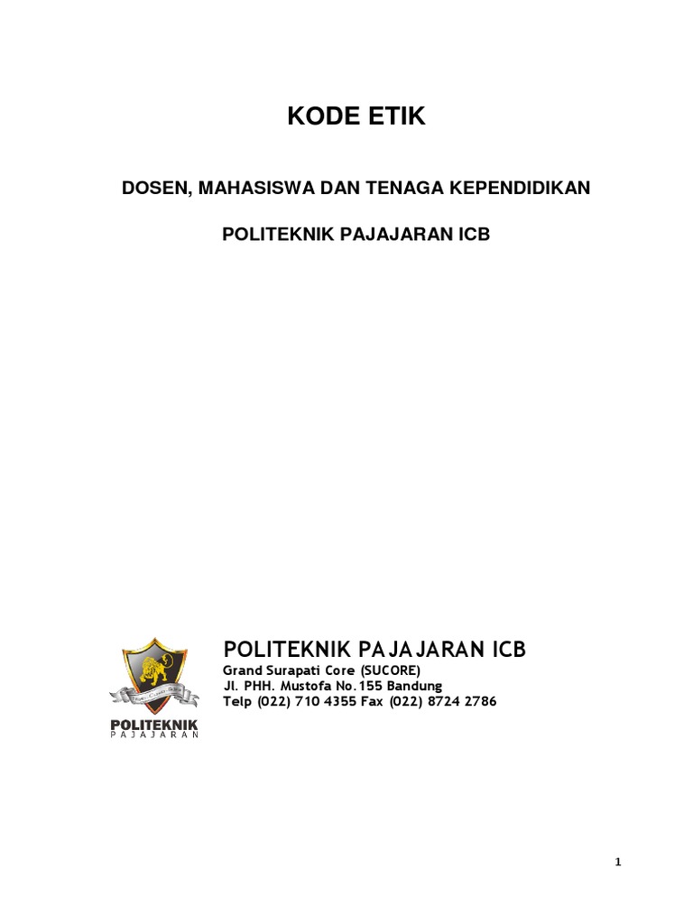 Kode Etik Dosen Mahasiswa Dan Tenaga Kependidikan | PDF
