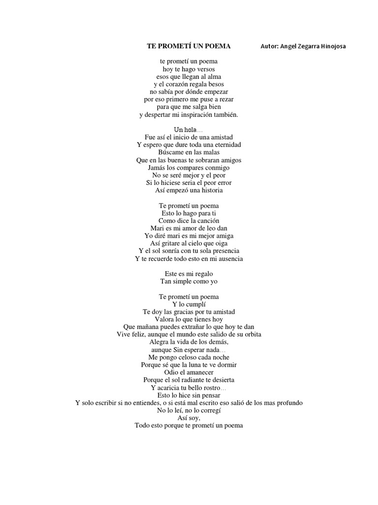 Te Prometí Un Poema PDF | PDF | Ocio
