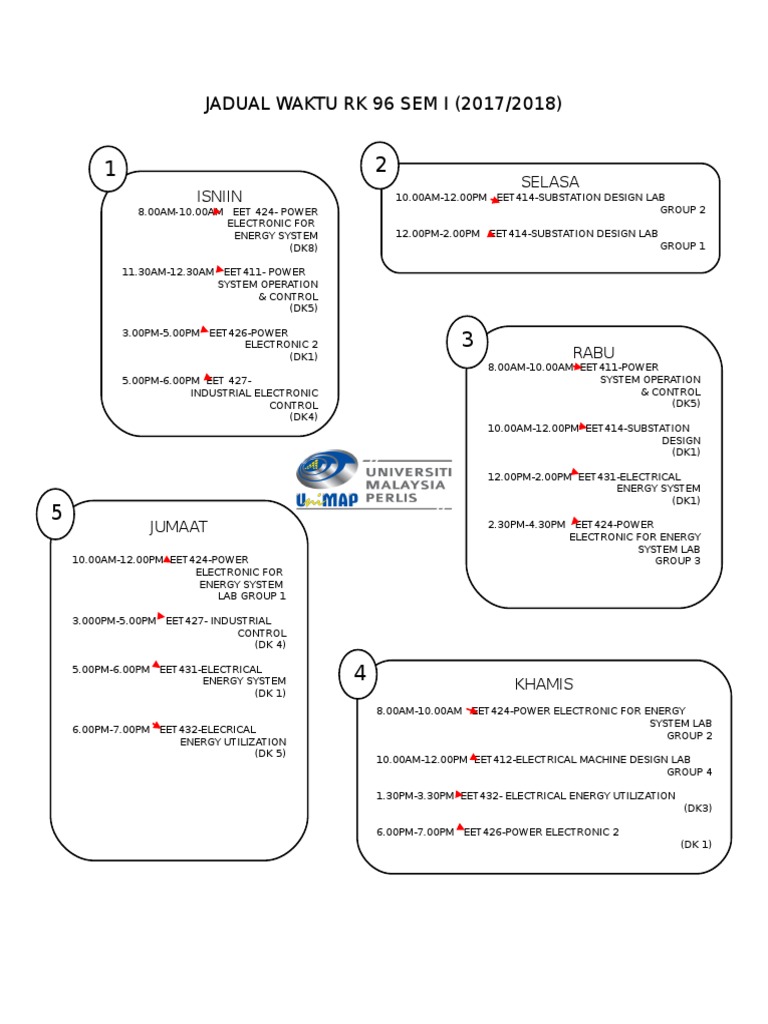 Semester 1 Electrical Engineering Schedule | PDF