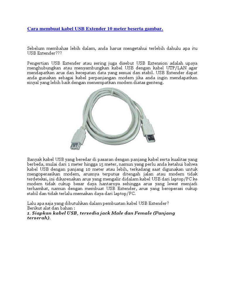 Cara Membuat Kabel USB Extender 10 Meter Beserta Gambar PDF | PDF