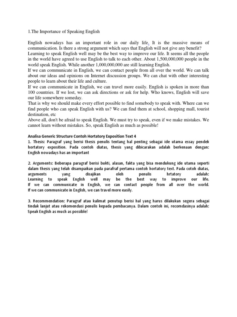 Example of Hortatory Exposition | PDF