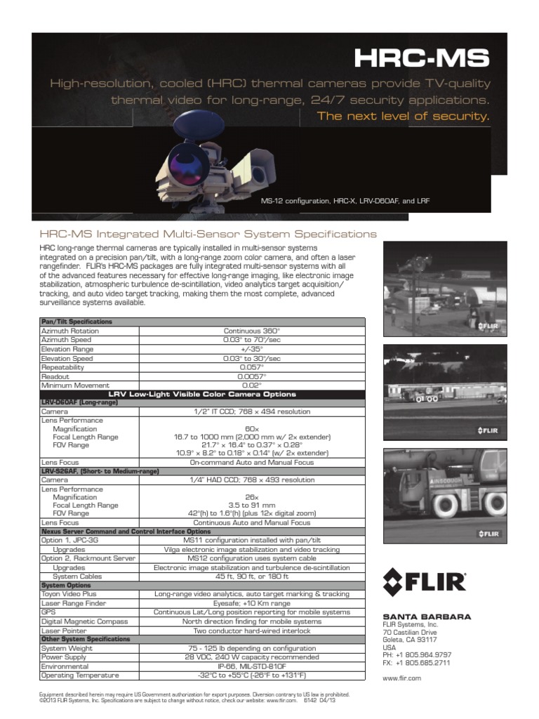 Flir HRC Ms Datasheet | PDF | Zoom Lens | Camera