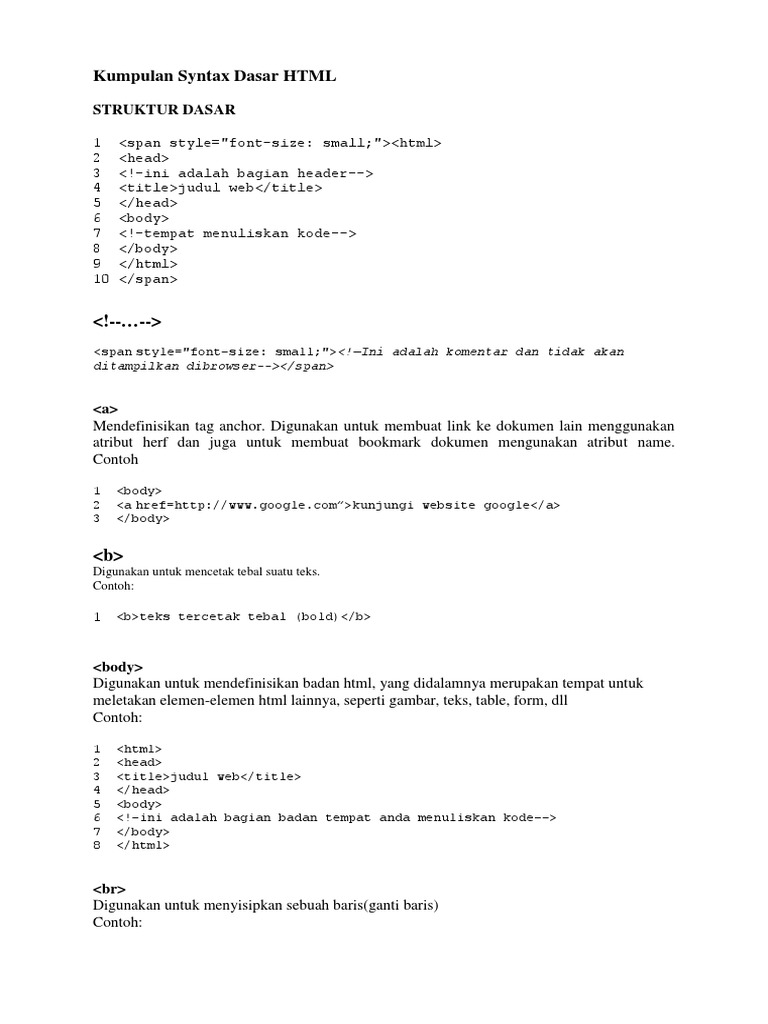 Syntax Dasar HTML untuk Pemula | PDF