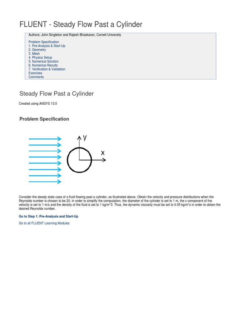 Steady Flow Past A Cylinder | PDF | Drag (Physics) | Fluid Dynamics