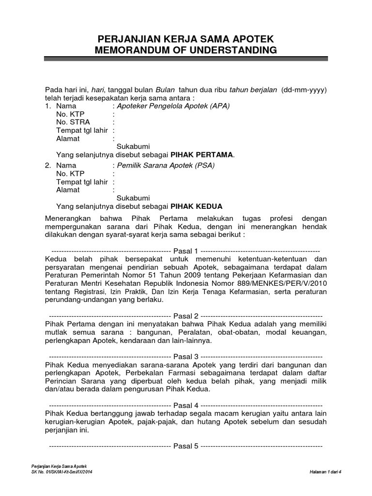 Contoh Mou Apotek Pdf