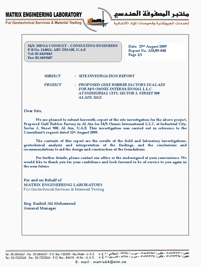 Asi09-048 Site Investigation Report PDF | PDF | Civil Engineering ...