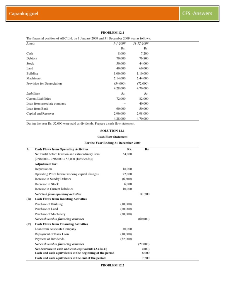 Cash Flow Statement Problems PDF | PDF | Cash Flow Statement | Dividend