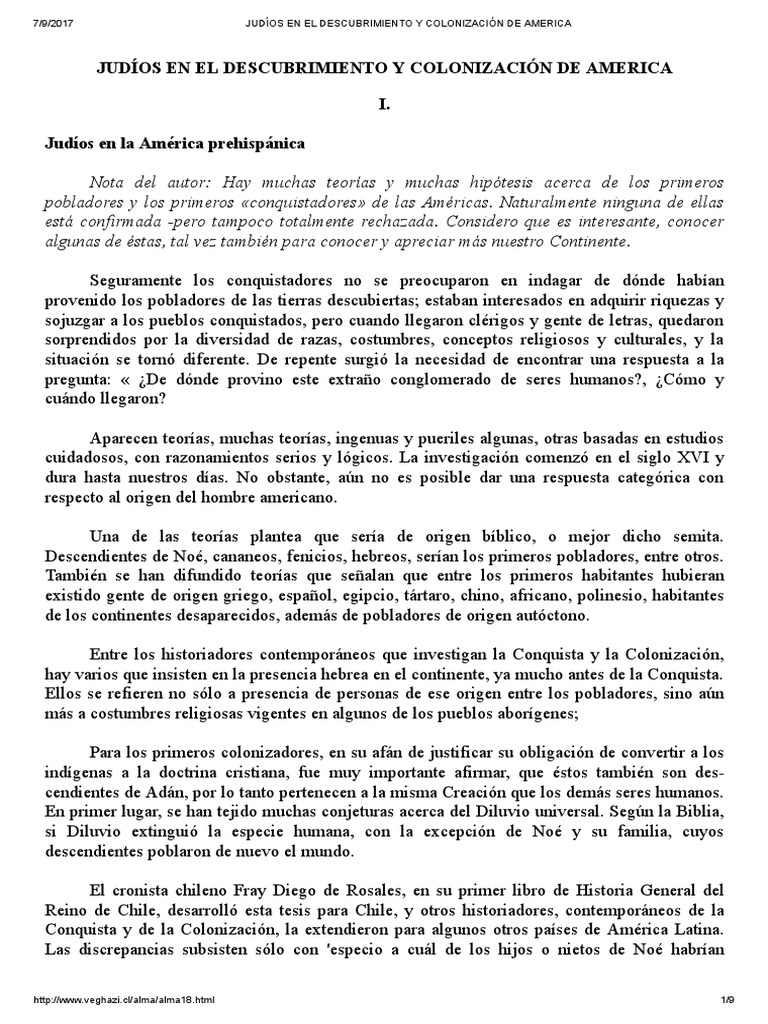 Judíos en El Descubrimiento y Colonización de America | PDF | Cristobal ...