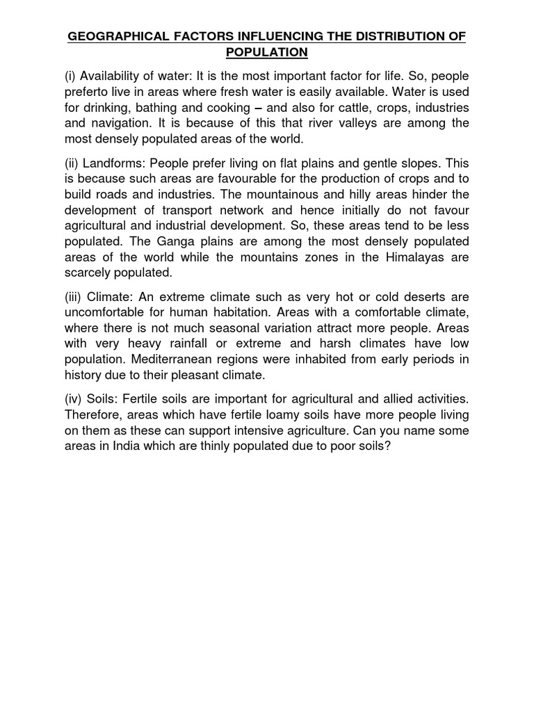 Population Distribution Factors | PDF