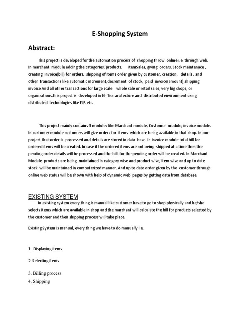 30) E-Shopping System (Abstract) | PDF | Invoice | Databases