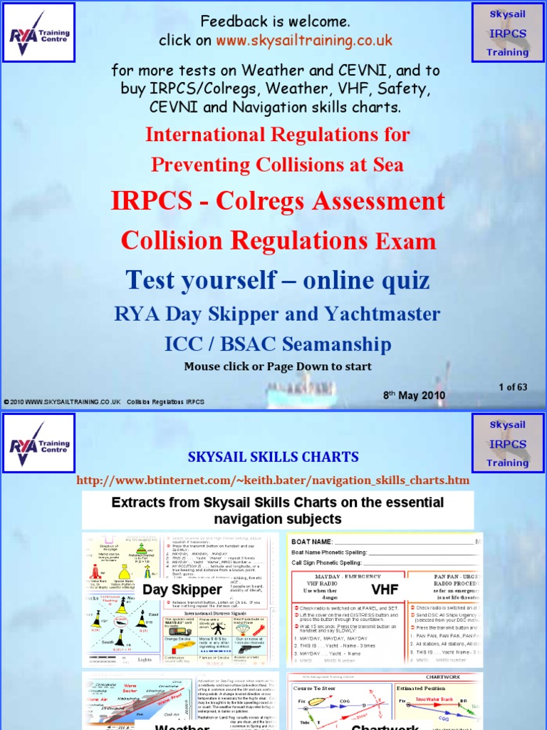 Irpcs Colregs Test Online | Traffic | Boats