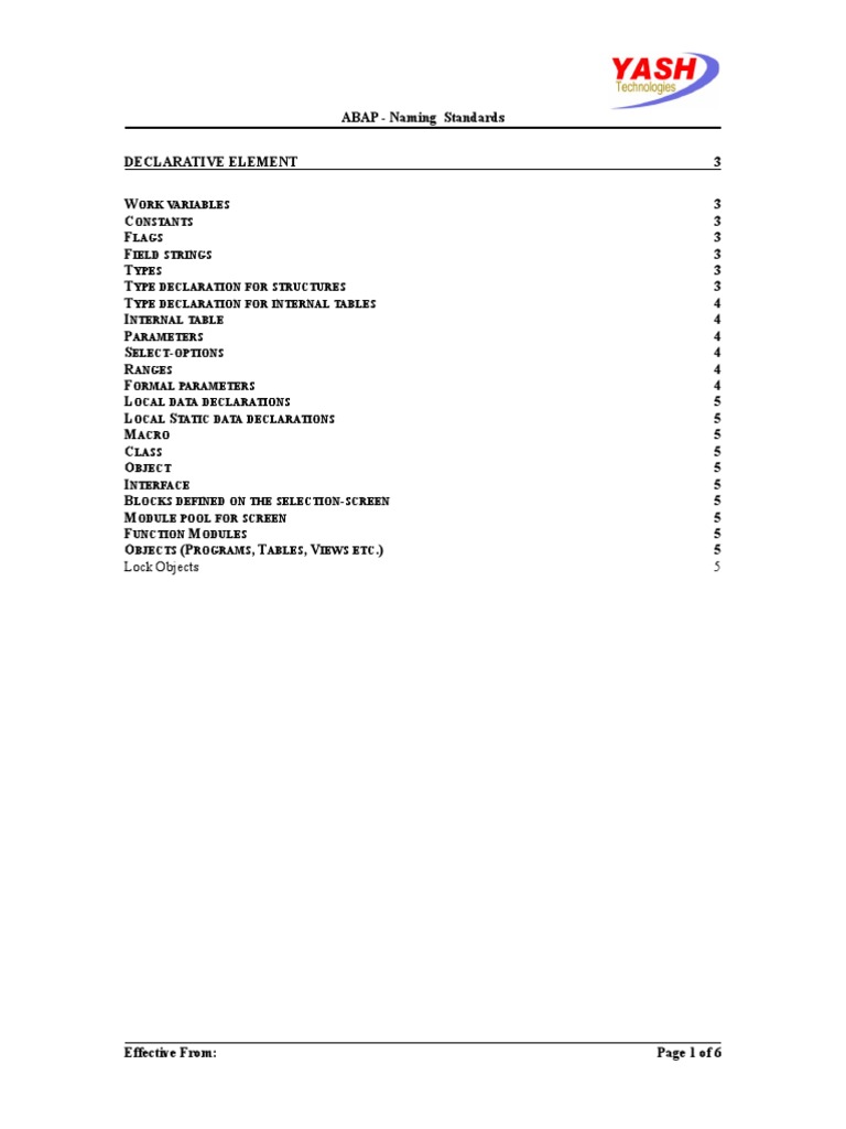 Abap Naming Standards Pdf Parameter Computer Programming Object Computer Science