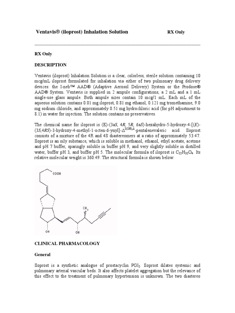 Ventavis® (Iloprost) Inhalation Solution | PDF | Medical Treatments ...