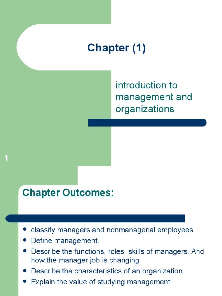 Ch. 1 Introduction To Management and Organization | PDF | Goal | Innovation