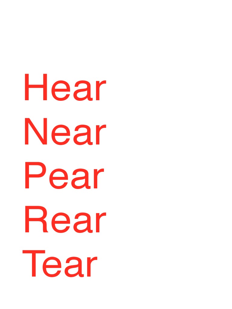 Hear Near Pear Rear Tear | PDF