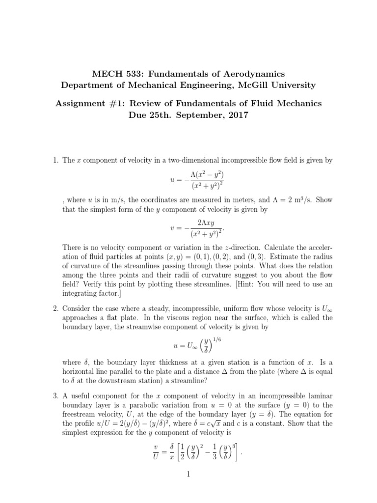 Assignment of Subsonic Aerodynamics PDF | PDF | Drag (Physics) | Boundary Layer
