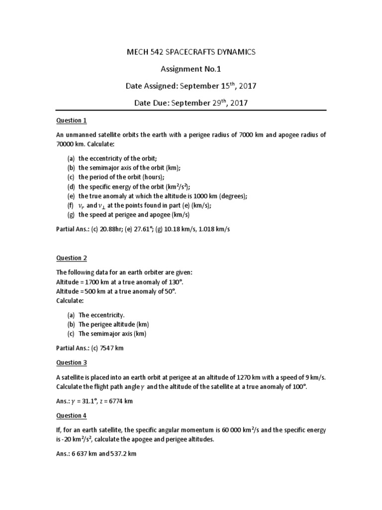 MECH 542 - 2017 - Assignment 1 | PDF