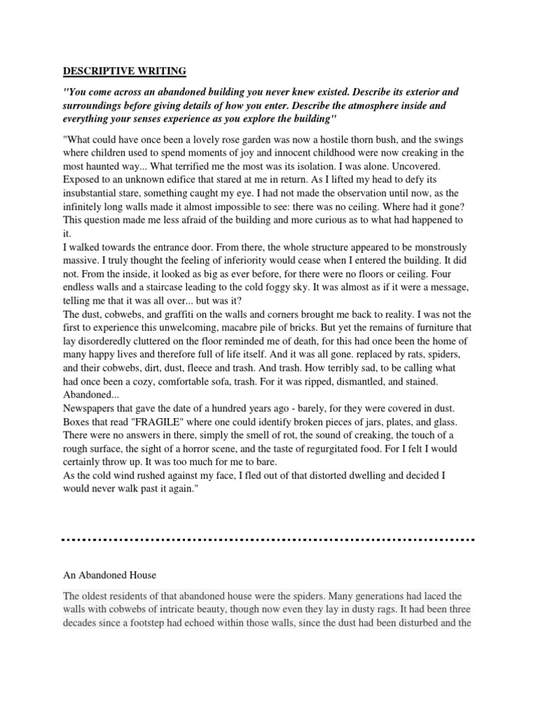 Descriptive Writing | PDF