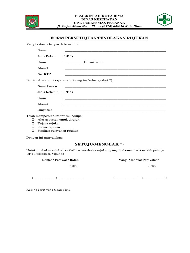 Form Persetujuan Rujukan | PDF