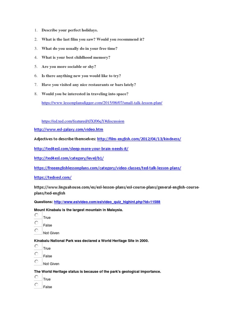 Describe Your Perfect Holidays | PDF