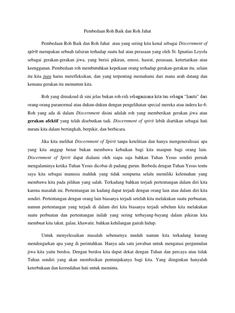 Pembedaan Roh Baik Dan Roh Jahat | PDF