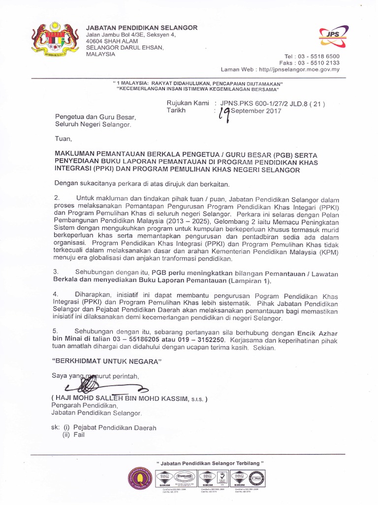 Surat Makluman Pemantauan Berkala | PDF