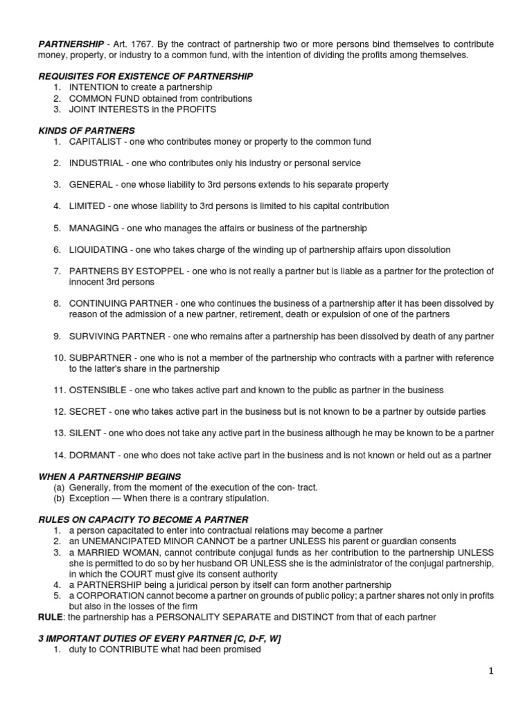 RULE: The Partnership Has A PERSONALITY SEPARATE and DISTINCT From That ...