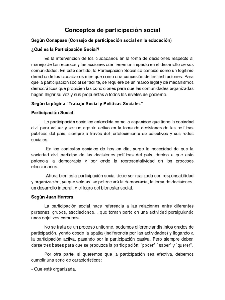 Definición de Participación Social | PDF | Sociedad | Comunidad