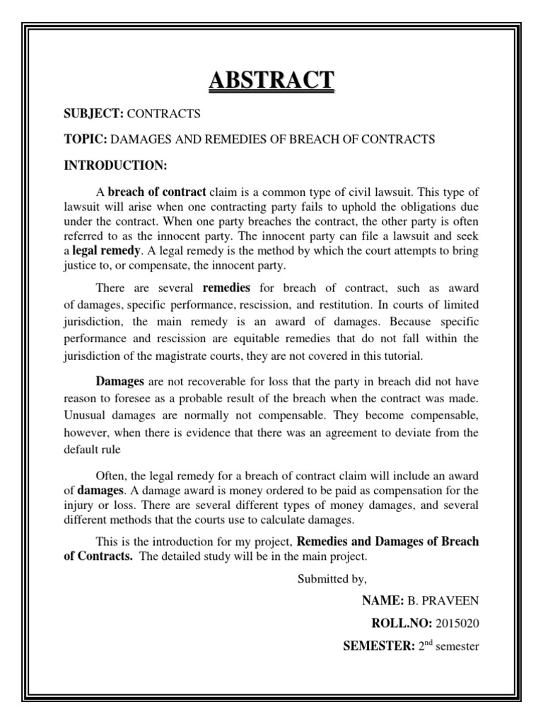 Contracts ABSTRACT | PDF