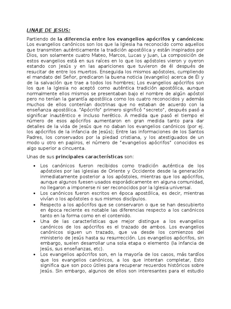 Linaje de Jesus | PDF | Evangelios | Biblia