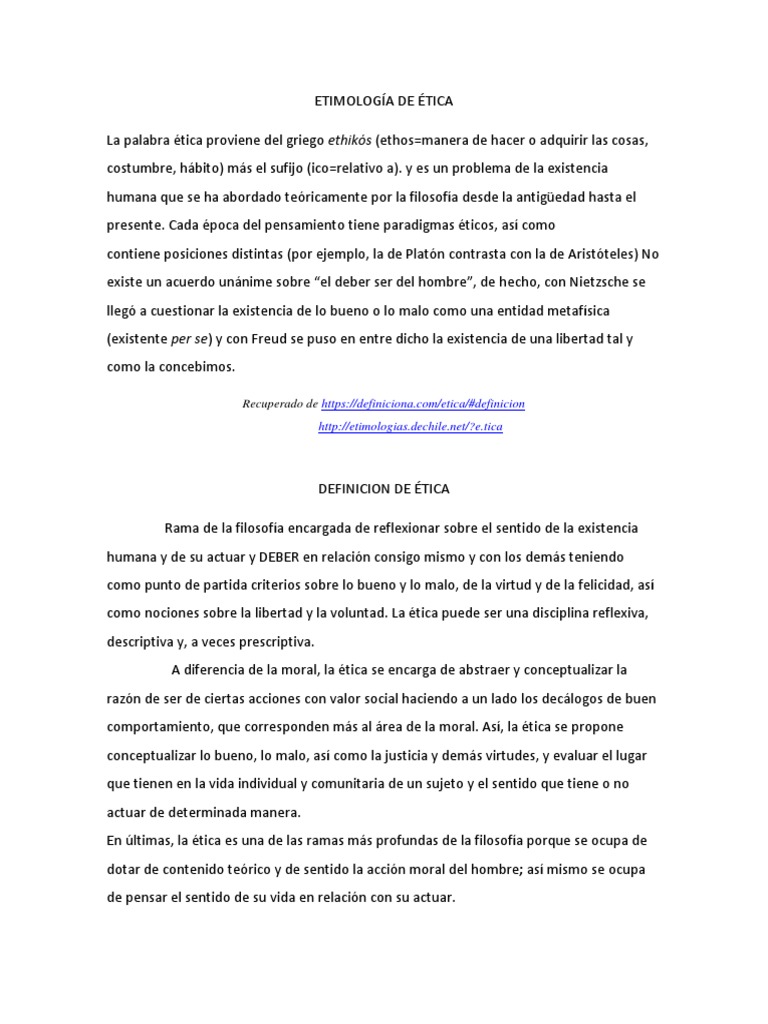 Etimología de Ética | PDF | Moralidad | Existencia