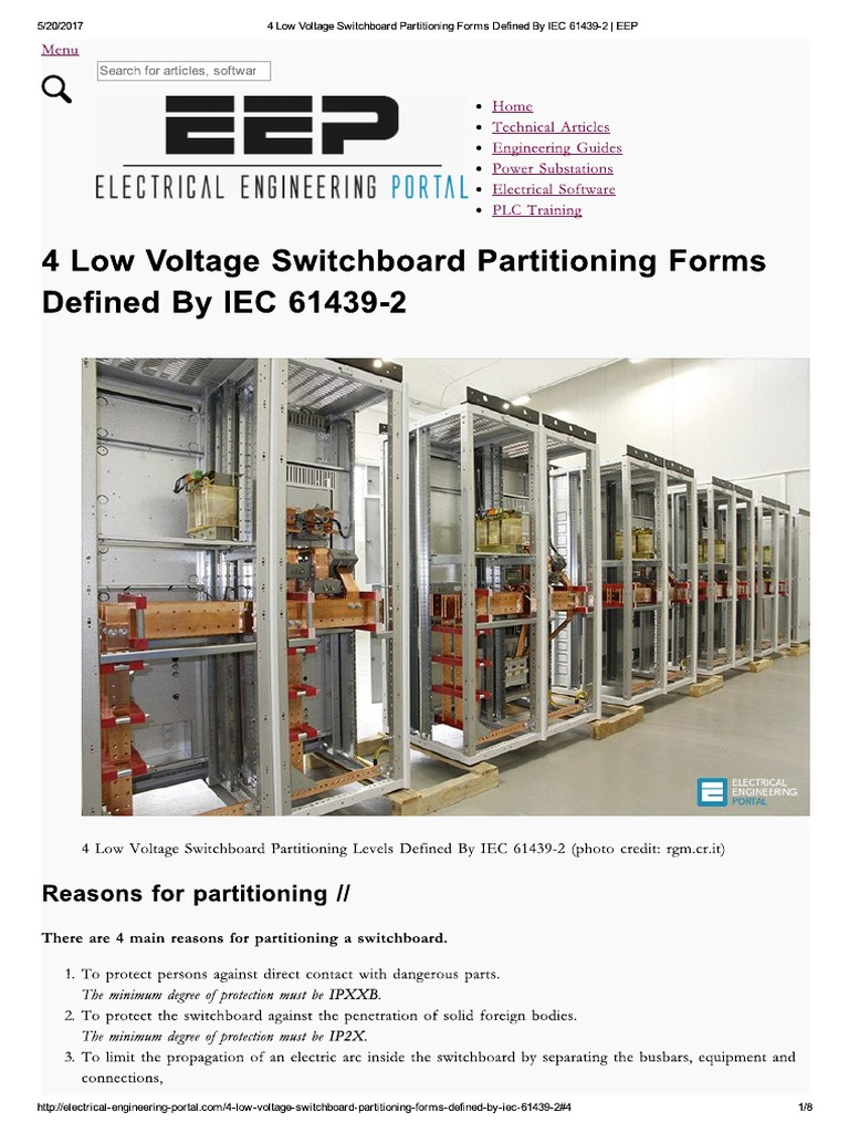 4 Low Voltage Switchboard Partitioning Forms Defined by IEC 61439-2 - EEP | PDF