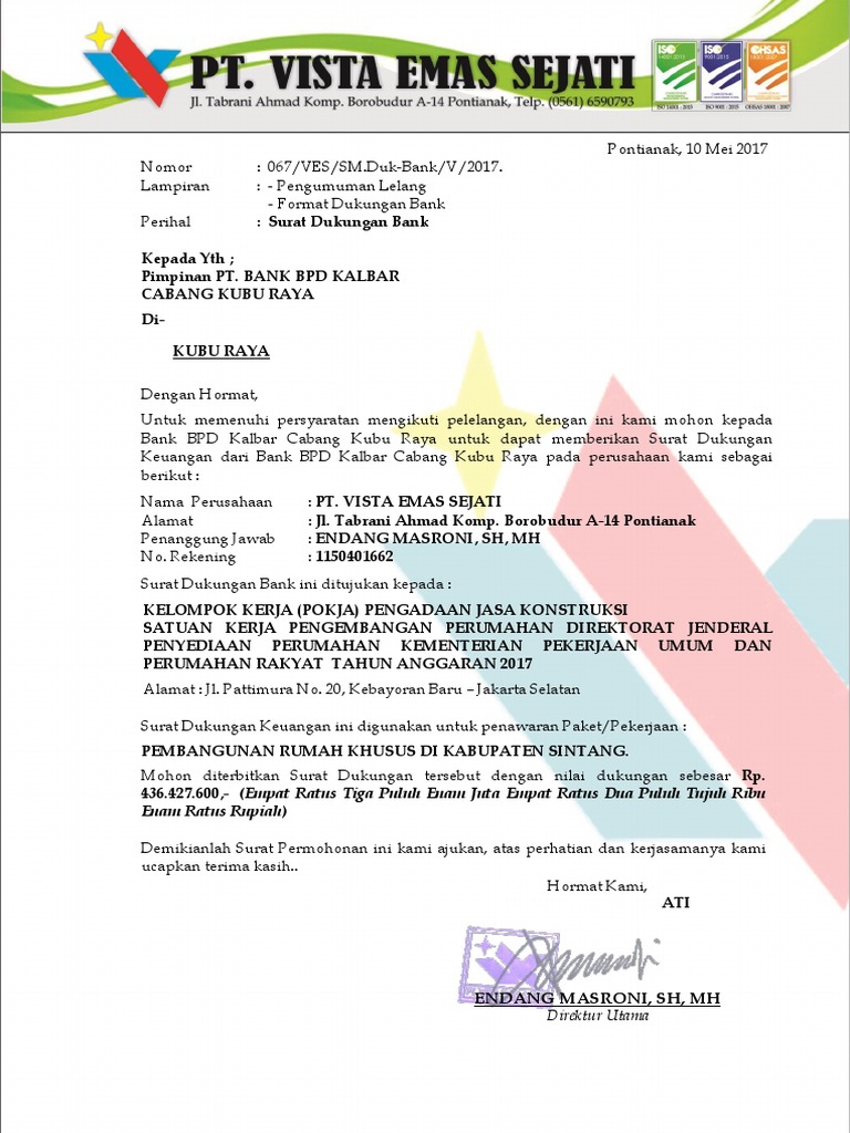 Permohonan Duk Bank Sintang | PDF