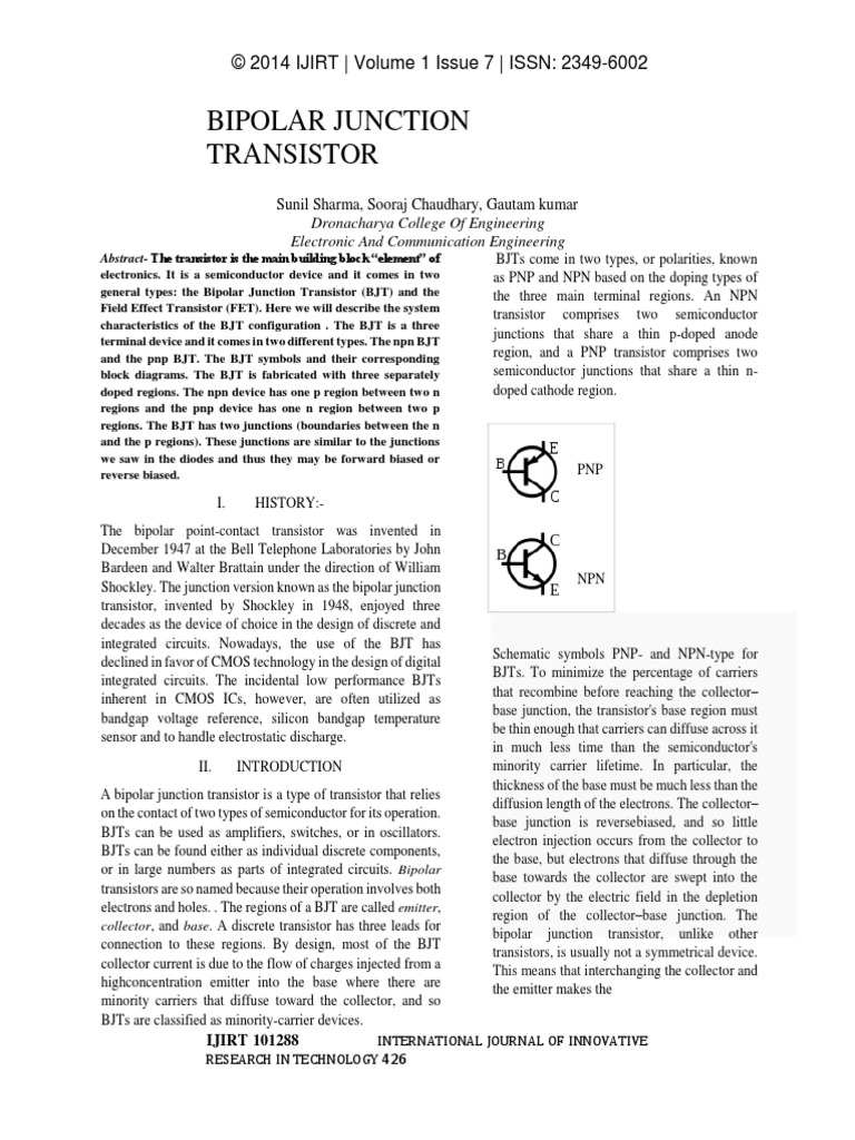 Jurnal I | Bipolar Junction Transistor | Transistor