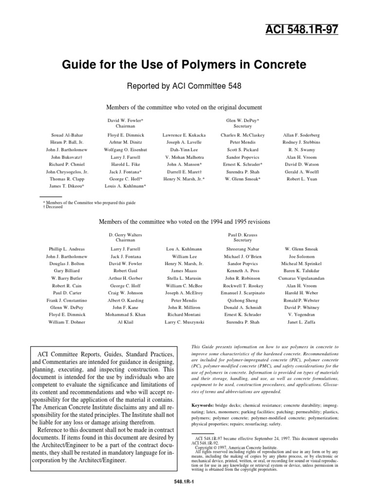 Guide For The Use of Polymers in Concrete PDF | PDF | Polymerization ...