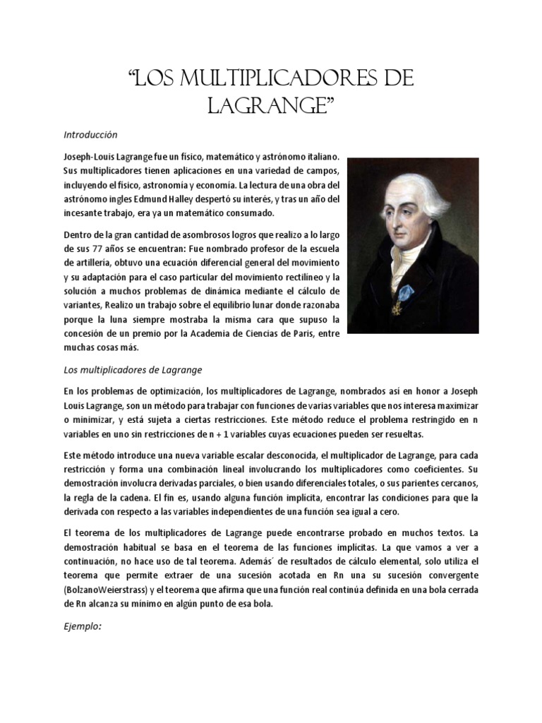 Multiplicadores de Lagrange | PDF | Ecuaciones | Derivado
