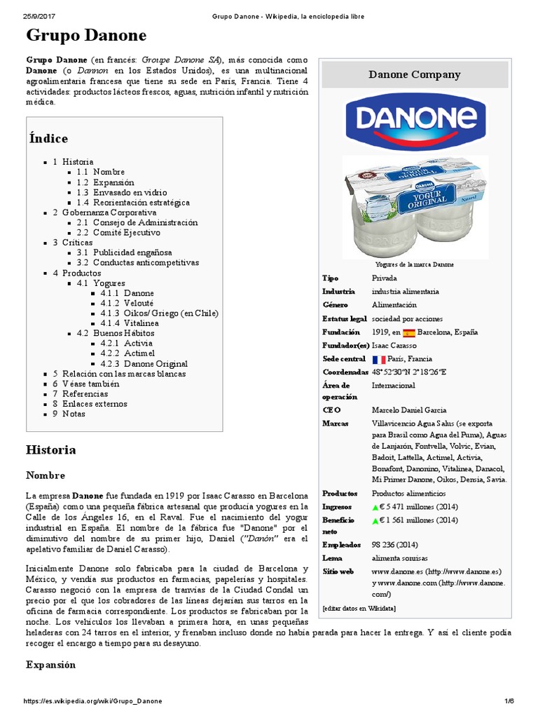 Danone | PDF | Comida y bebida | Alimentos